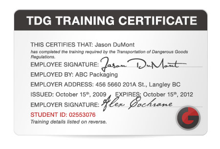 TDG-Certificate - Versatile Training Solutions